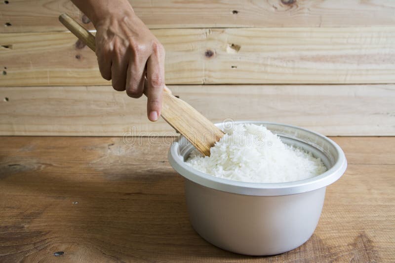 Cook rice in a pot stock image. Image of closeup, natural - 95418231