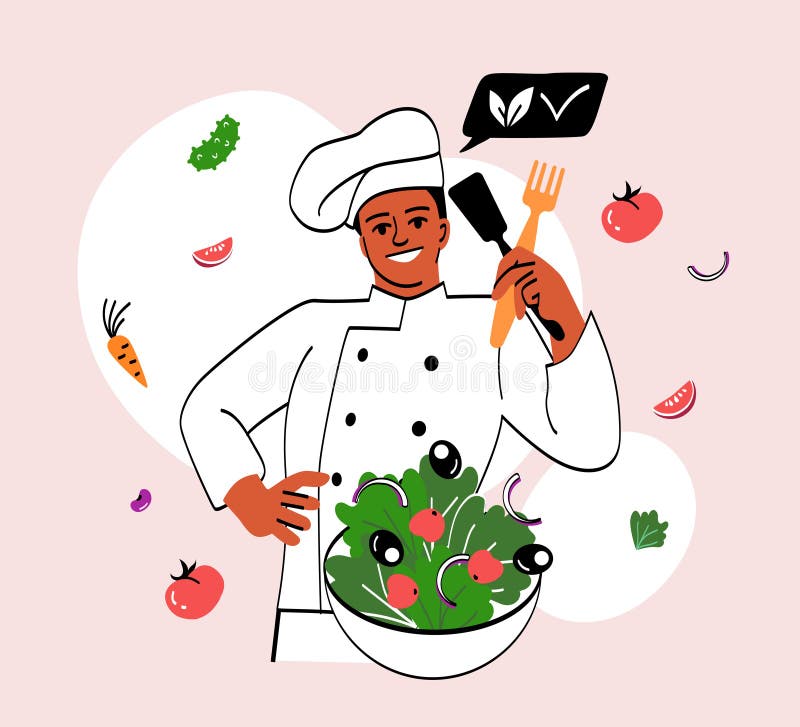 Cook With Salad Stock Vector Illustration Of Vector 249407733