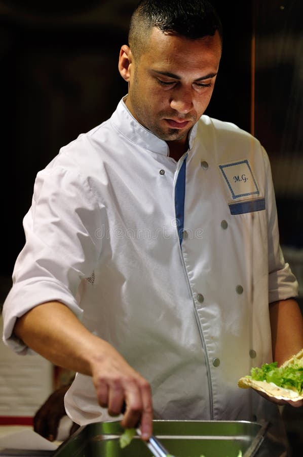 Cook serving editorial stock photo. Image of exterior - 52533533