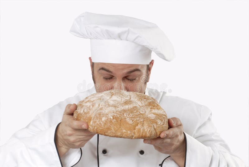 Cook smelling bread stock image. Image of fresh, cuisine - 21944273