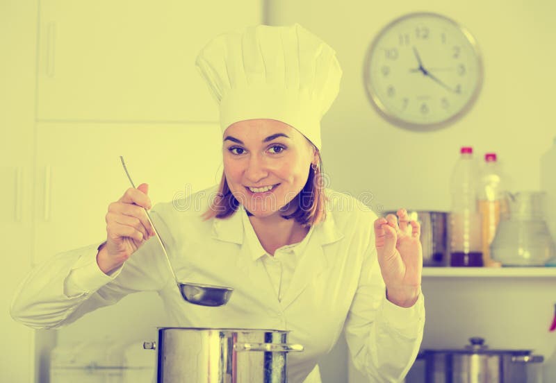 Cook tasting food stock image. Image of process, checking - 88449669