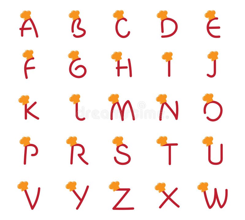 Cook Themed Alphabet Design Concept Stock Vector - Illustration of ...