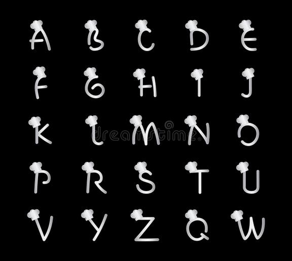 Cook Themed Alphabet Set stock illustration. Illustration of chef ...
