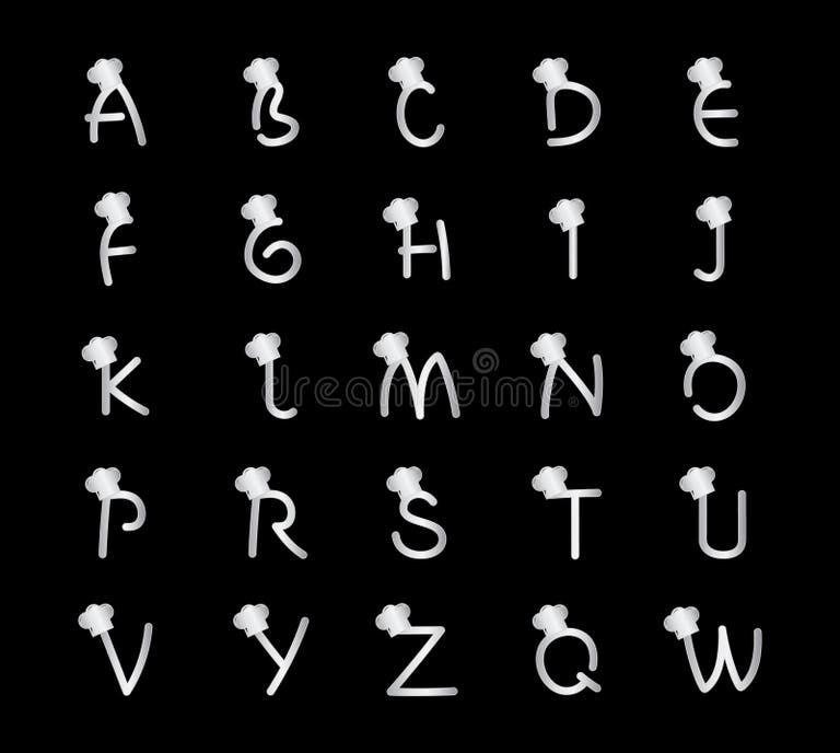 Cook Themed Alphabet Set stock illustration. Illustration of chef ...
