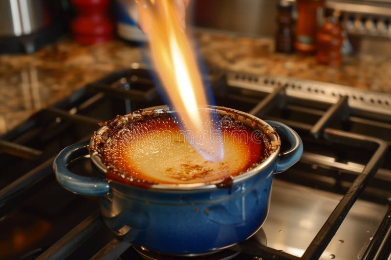 Cook Torching a Creme Brulee until Caramelized Stock Image - Image of ...