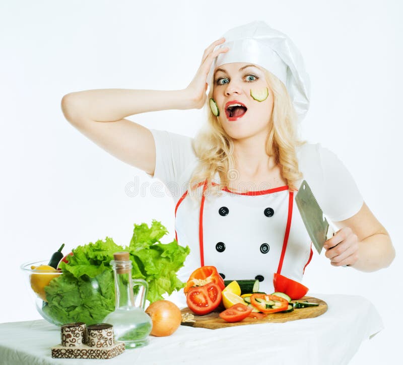 Cook with vegetables stock image. Image of cheerful, food - 32501049