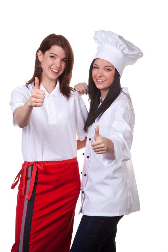 Cook and waitress talk stock photo. Image of apprenticeship - 14630408