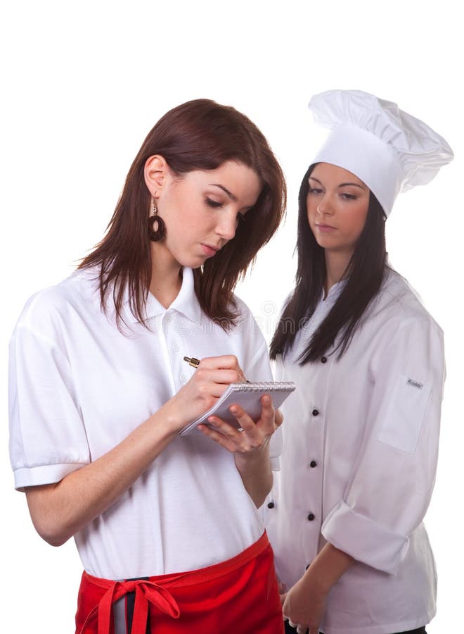 Cook and waitress talk stock image. Image of people, apprenticeship ...