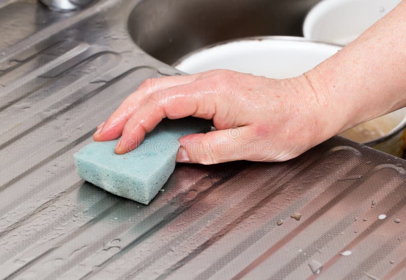 The Cook Wipes the Sink with a Rag Stock Image - Image of dirty ...