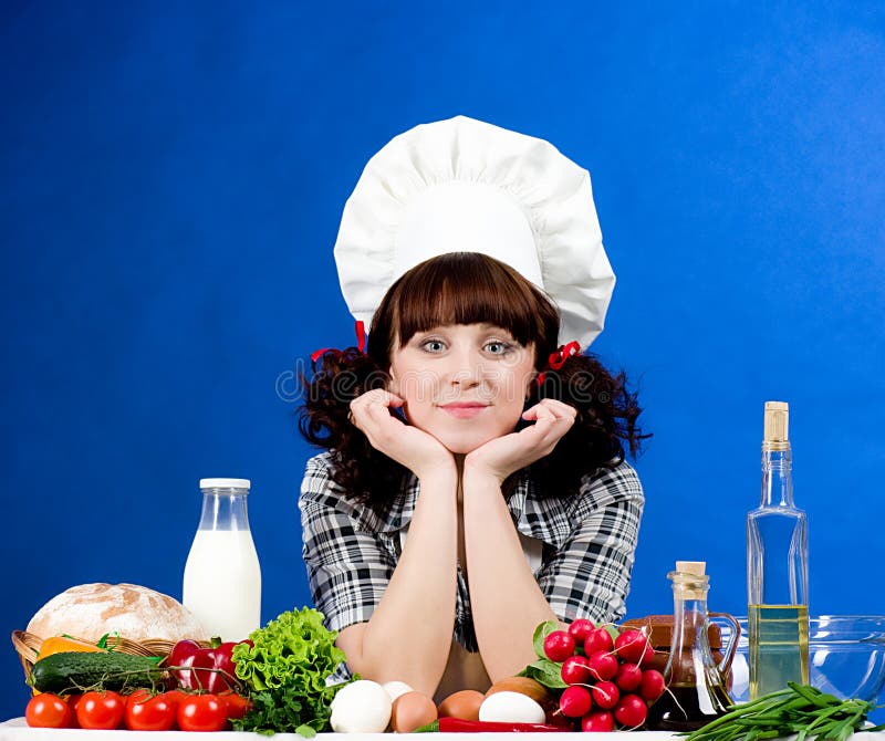 Young Woman Chef Showing Ingredients for Italian Food Stock Photo ...