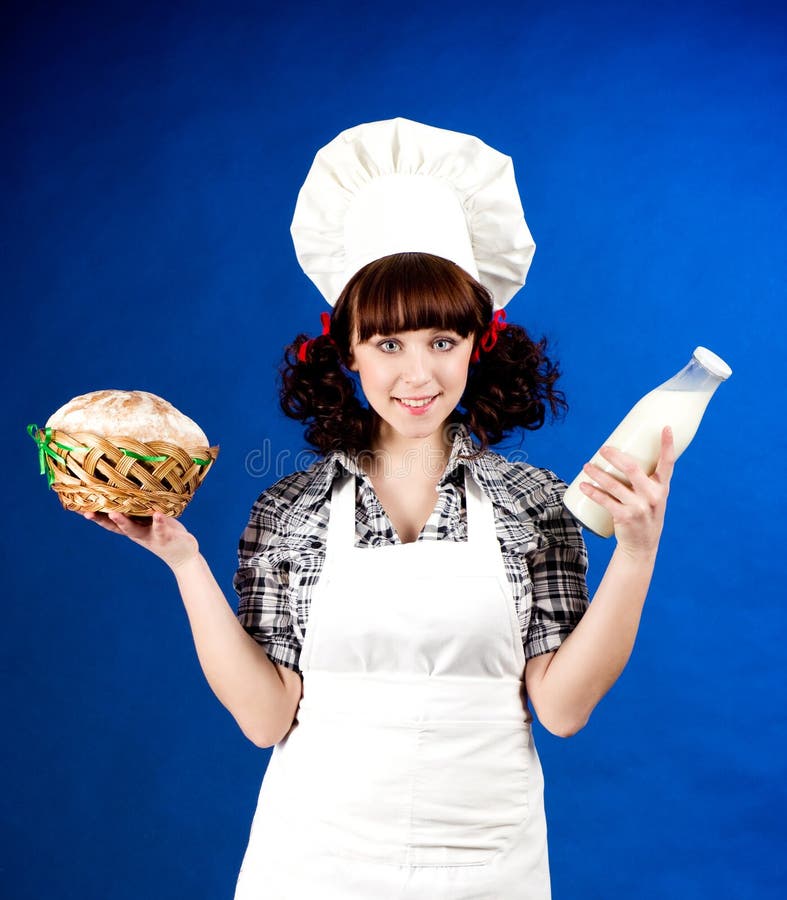 Cook woman holds stock image. Image of girl, chef, fashion - 31461115