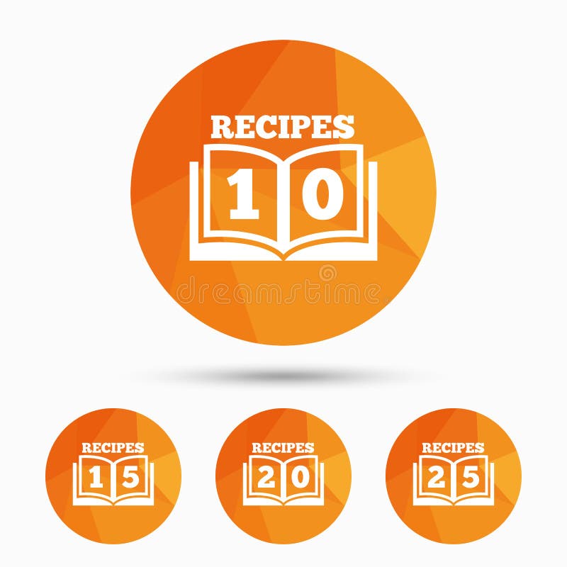 Cookbook Icons. Twenty Five Recipes Book Sign. Stock Vector ...