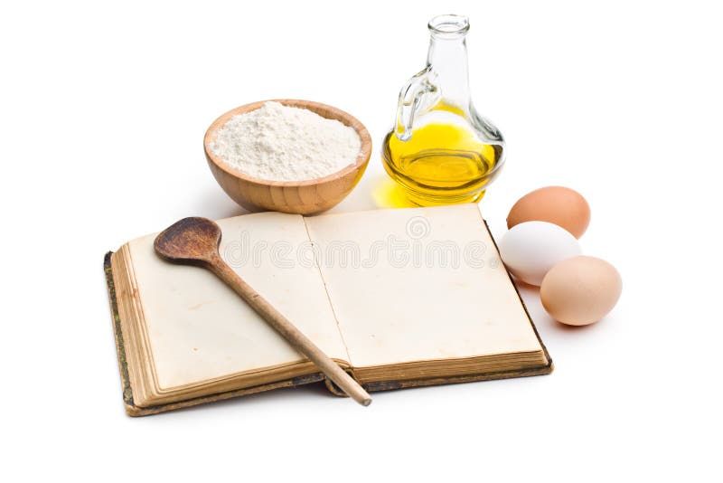 Cookbook and Ingredients for Preparing Pasta Stock Photo - Image of ...