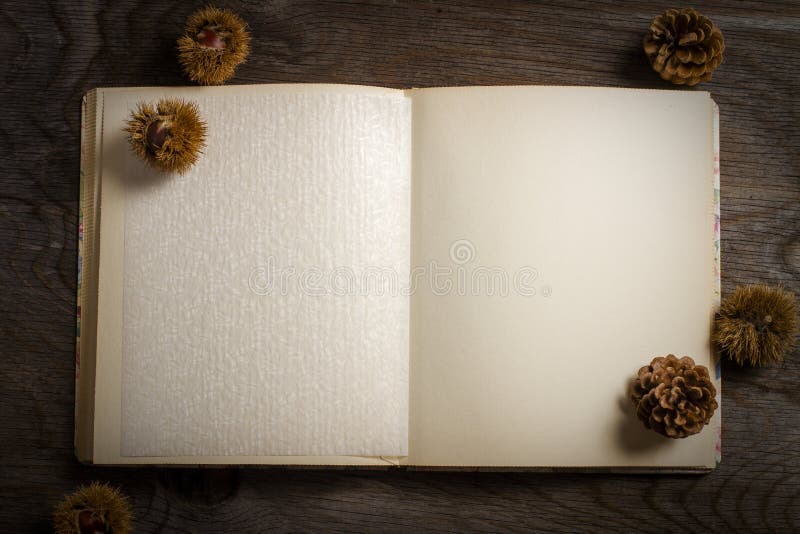 Cookbook Open on Wooden Table Stock Photo - Image of cookbook, retro ...