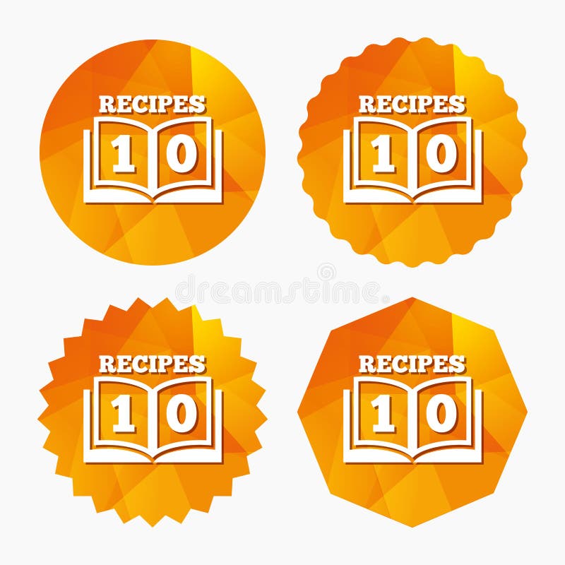 Cookbook Sign Icon. 10 Recipes Book Symbol Stock Vector - Illustration ...