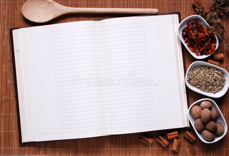 Cookbook on the table stock image. Image of ingredient - 37374893