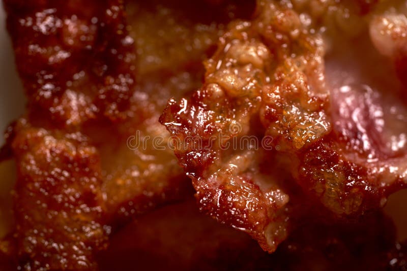 Cooked Bacon Closeup Macro Texture Detail Stock Image - Image of food ...
