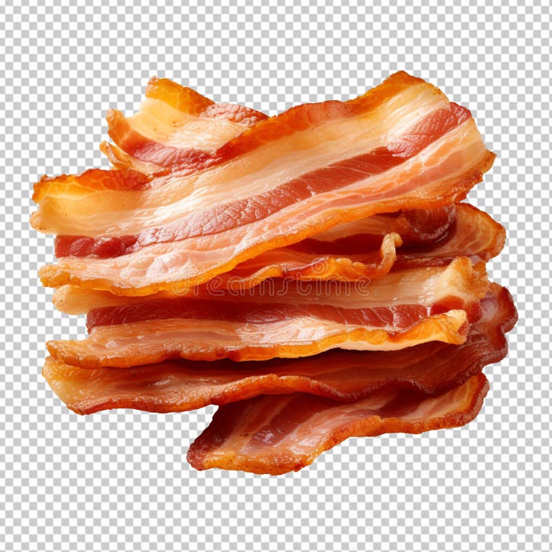 Cooked Bacon Rashers Isolated on Transparent Background Stock ...