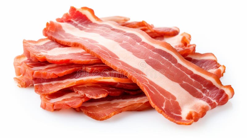 Cooked Bacon Rashers Isolated on White Generated by AI Tool. Stock ...