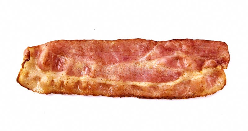 Cooked Bacon Rashers Isolated on White Stock Image - Image of rashers ...