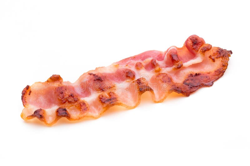 Cooked Bacon Rashers Isolated on White. Stock Image - Image of rashers ...