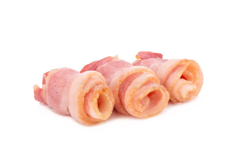 Cooked Bacon Rashers on White Stock Photo - Image of grilled, thin ...
