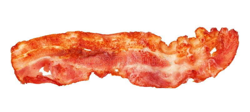 Cooked Bacon Strip Close-up Isolated on a White Background. Stock Image ...
