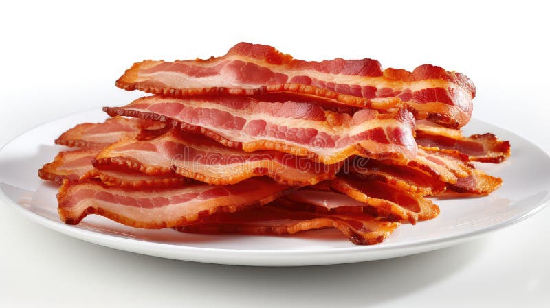 Cooked Bacon White Background Stock Illustration - Illustration of ...