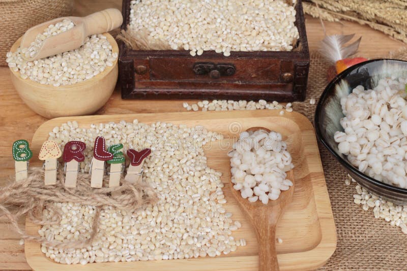 Cooked Barley for Health and Raw Barley. Stock Image - Image of ...