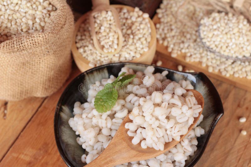 Cooked Barley for Health and Raw Barley. Stock Image - Image of ripe ...