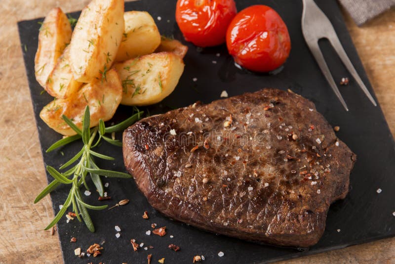 Cooked Beef Steak Sliced Medium Rare Close-up Stock Photo - Image of ...