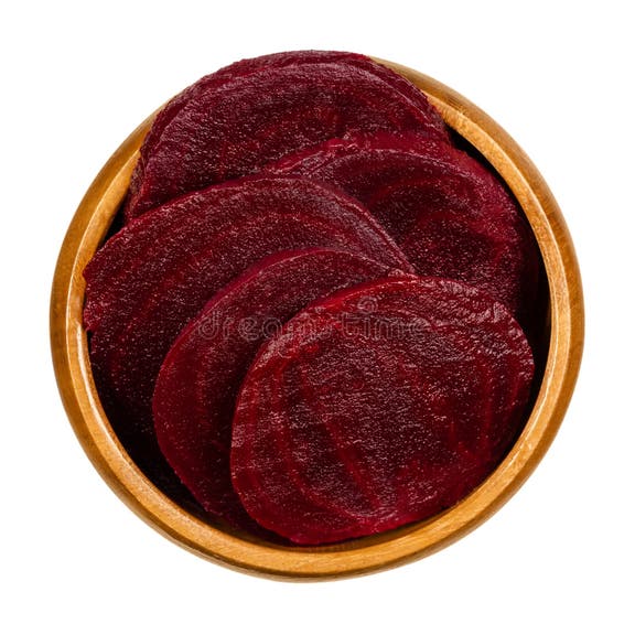 Cooked Beetroot Slices Boiled Sliced Red Beets in a Wooden Bowl Stock ...