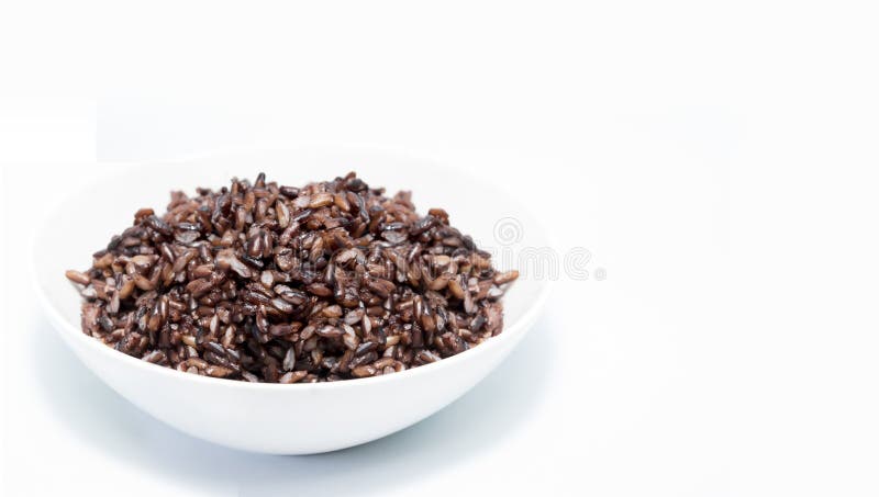 Cooked Black Rice on Blue Plate Stock Image - Image of health, black ...