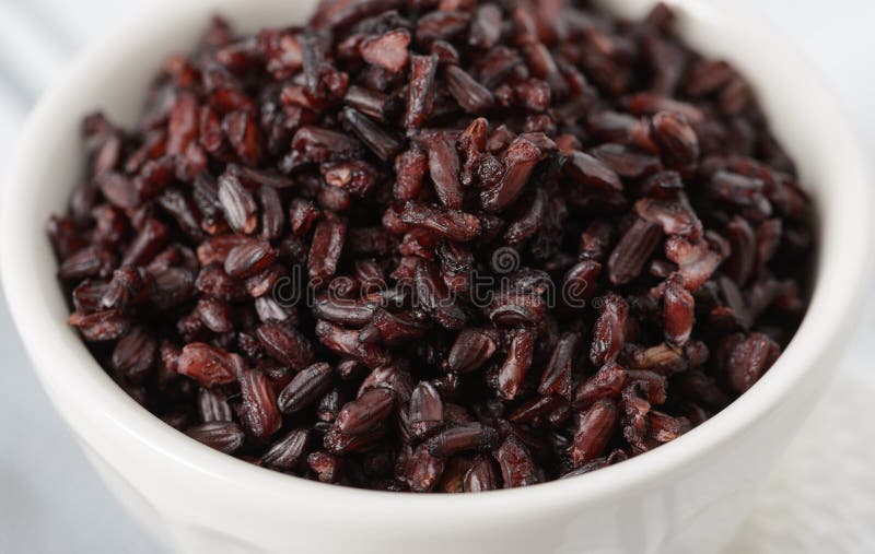 Cooked Black Rice on Blue Plate Stock Image - Image of health, black ...
