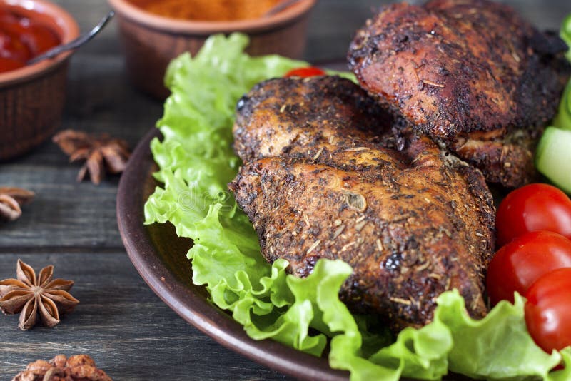 Cooked chicken fillet stock image. Image of nutrition - 115396775