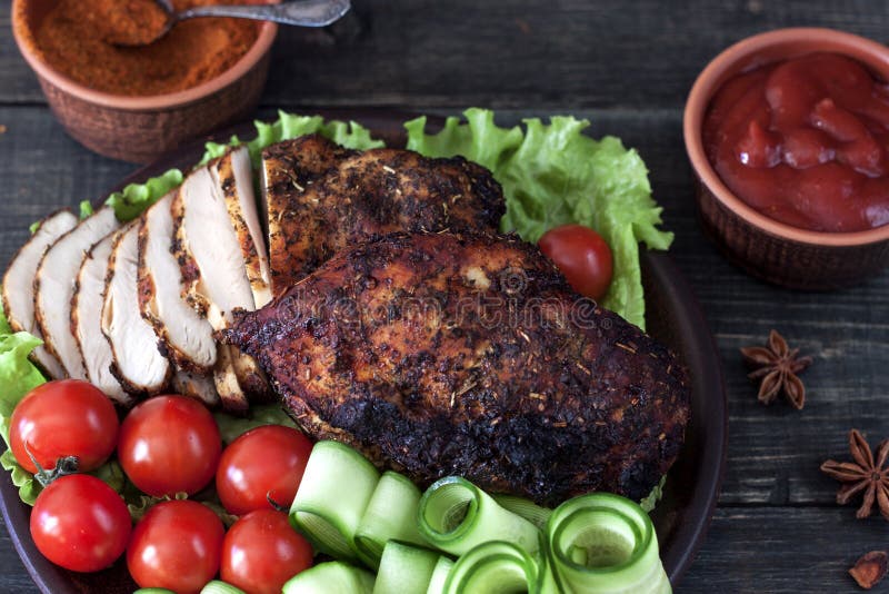 Cooked chicken fillet stock photo. Image of cook, health - 115396552