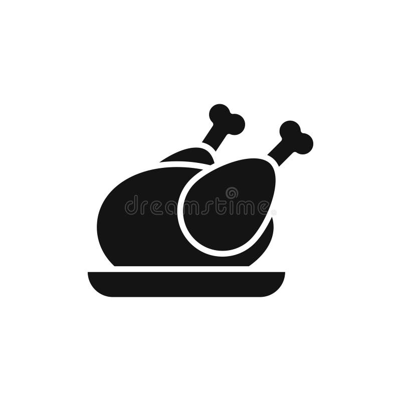 Cooked Chicken Icon Symbol on White Background Stock Illustration ...