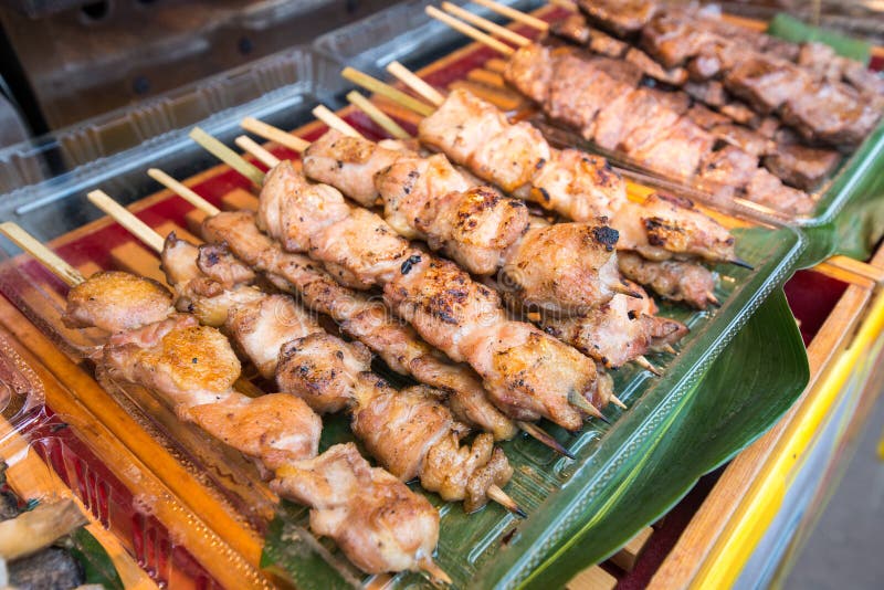 Cooked chicken on stick stock photo. Image of fast, treat - 71559266