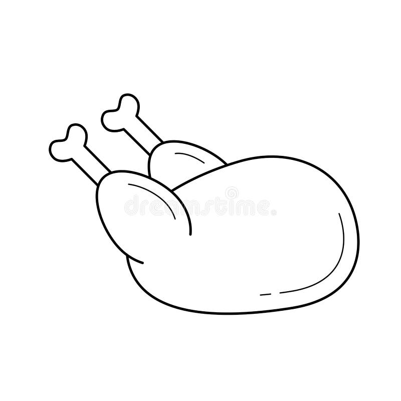 Cooked Chicken Vector Line Icon. Stock Vector - Illustration of drawing ...