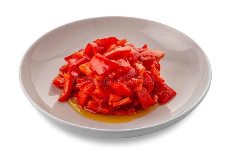 Cooked Chopped Red Peppers Seasoned with Olive Oil Stock Photo - Image ...