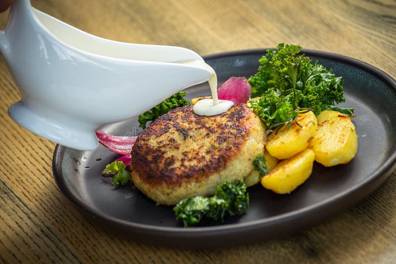 Cutlet with Potatoes As the Main Dinner Dish. Stock Image - Image of ...