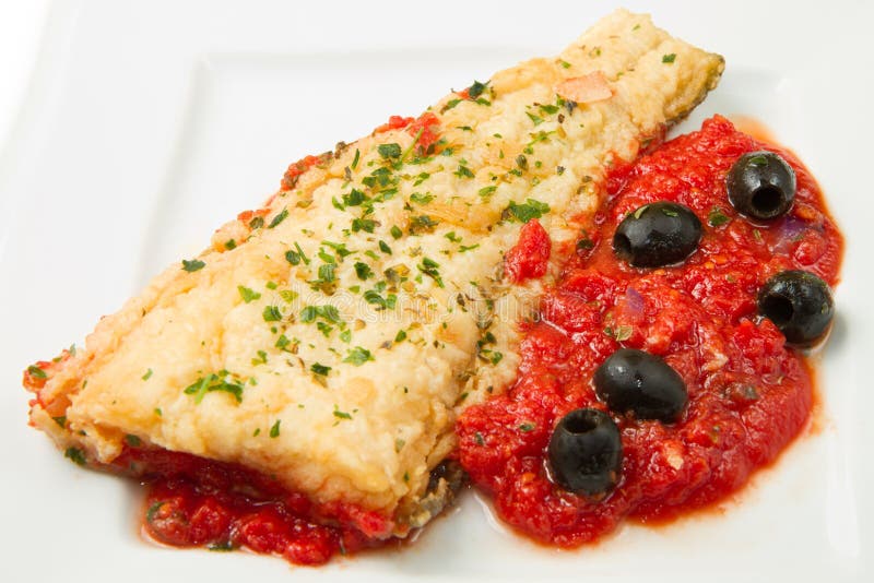 Cooked cod loins stock image. Image of restaurant, tomato - 31534061