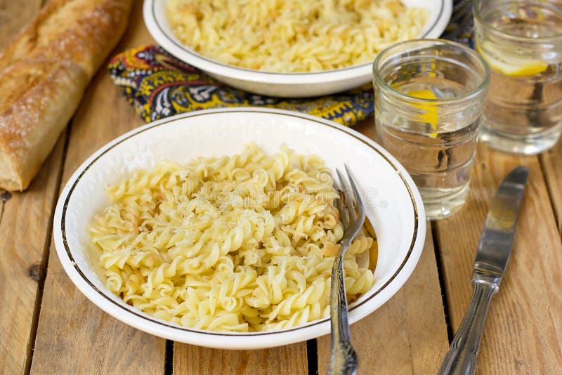 Cooked Corkscrew Shaped Pasta Fusilli with Cheese Stock Image - Image ...