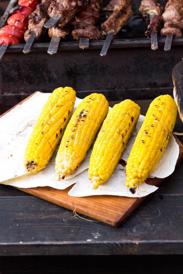 Cooked corn. stock image. Image of barbecue, sweet, close - 79073263