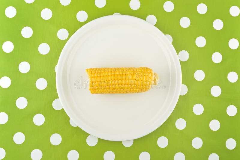 Cooked Corn Maize Cob Half on a Plate Stock Photo - Image of cooked ...