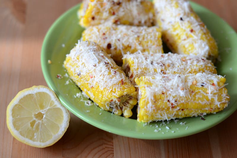 Cooked corn stock photo. Image of healthy, lemon, cheese - 56819244