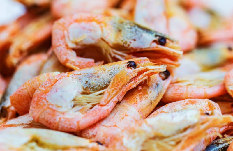 Cooked Delicious Red Tasty Prawns Stock Photo - Image of closeup ...