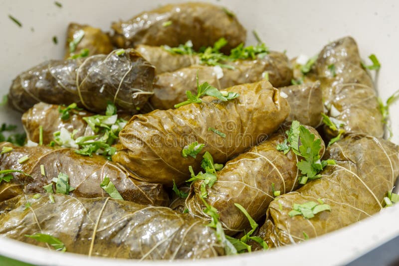 Cooked Dolma in Pot and Plate Stock Photo - Image of onion, grape: 57587856