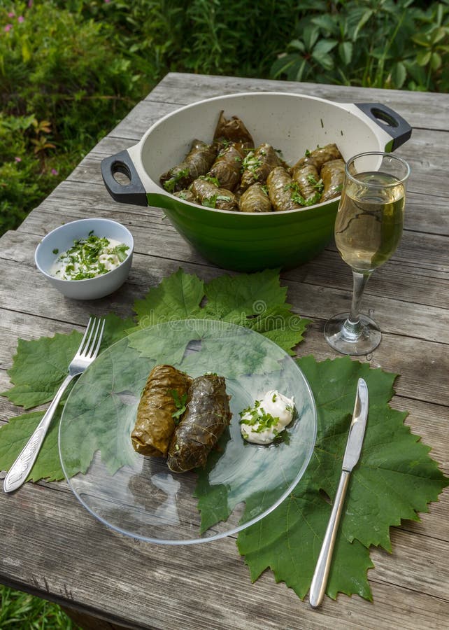 Cooked Dolma in Pot and Plate Stock Photo - Image of mediterranean ...