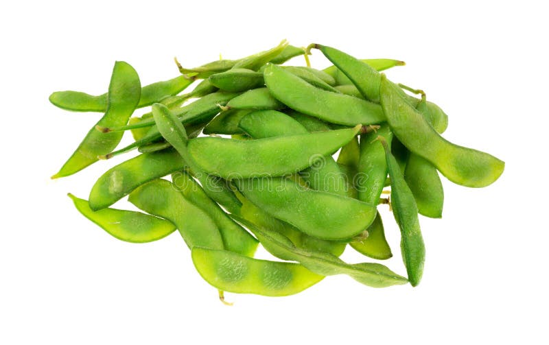 Cooked Edamame Pods on a White Background Stock Image - Image of ...